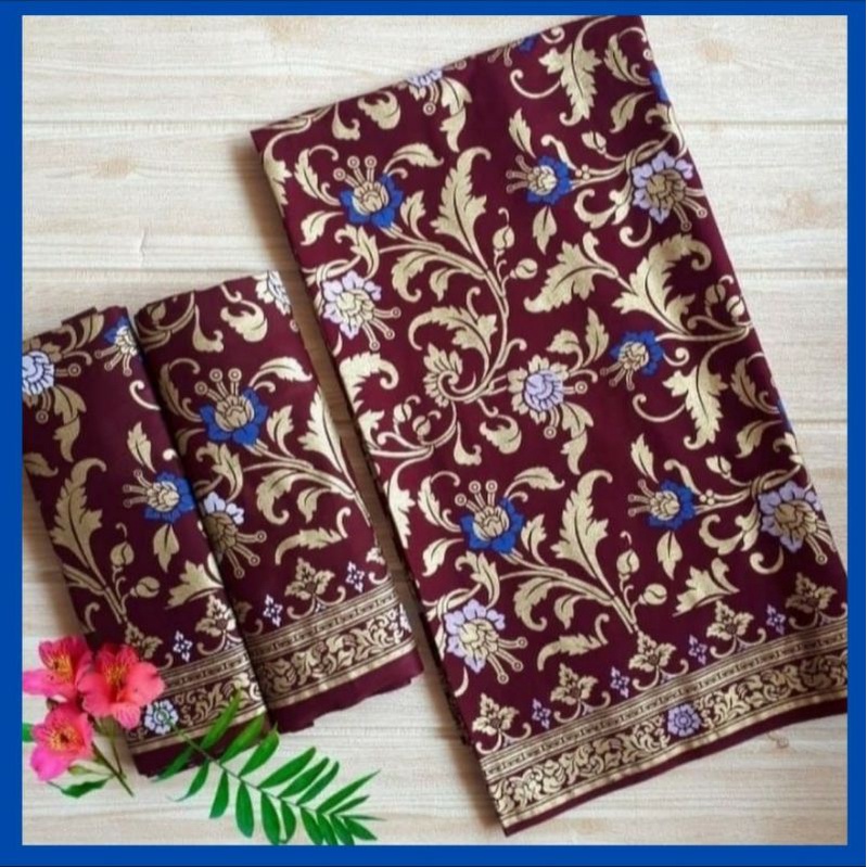 Jual kain batik prada bunga warna merah maron | Shopee Indonesia
