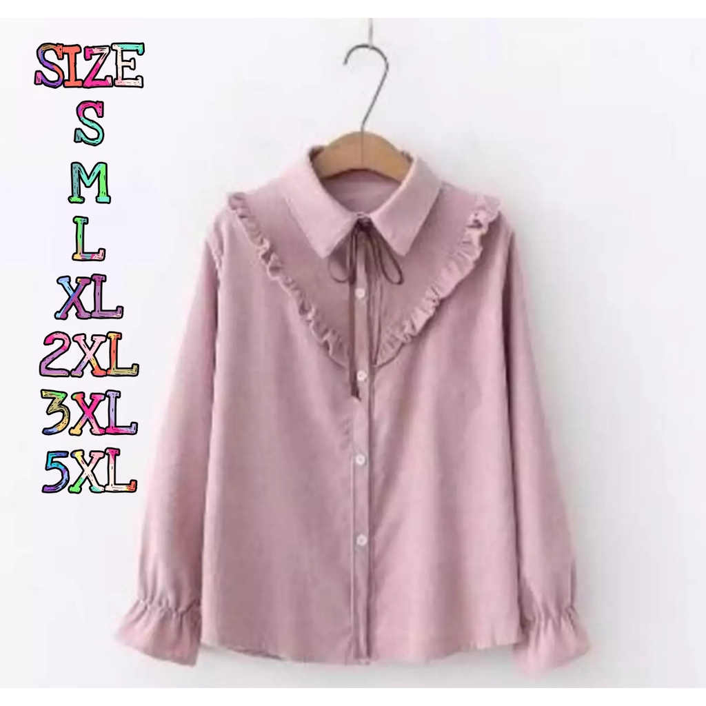 Jual WILONA Atasan Wanita BIG SIZE S-M-L-XL-2XL-3XL-5XL Kemeja Wanita JUMBO Korean Style ...