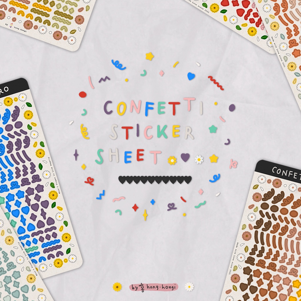 Jual Confetti Sticker Sheet - Hong.Hongi (272pcs sticker / lembar ...