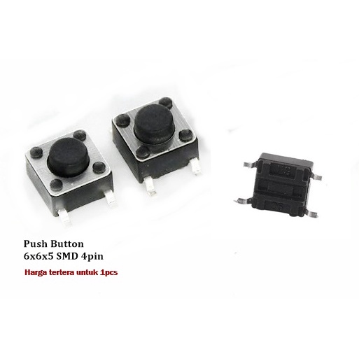 Jual Micro Switch SMD 6x6x5 Push Button SMD 4 pin Tombol Reset Saklar Switch Momentary 4pin 4p ...