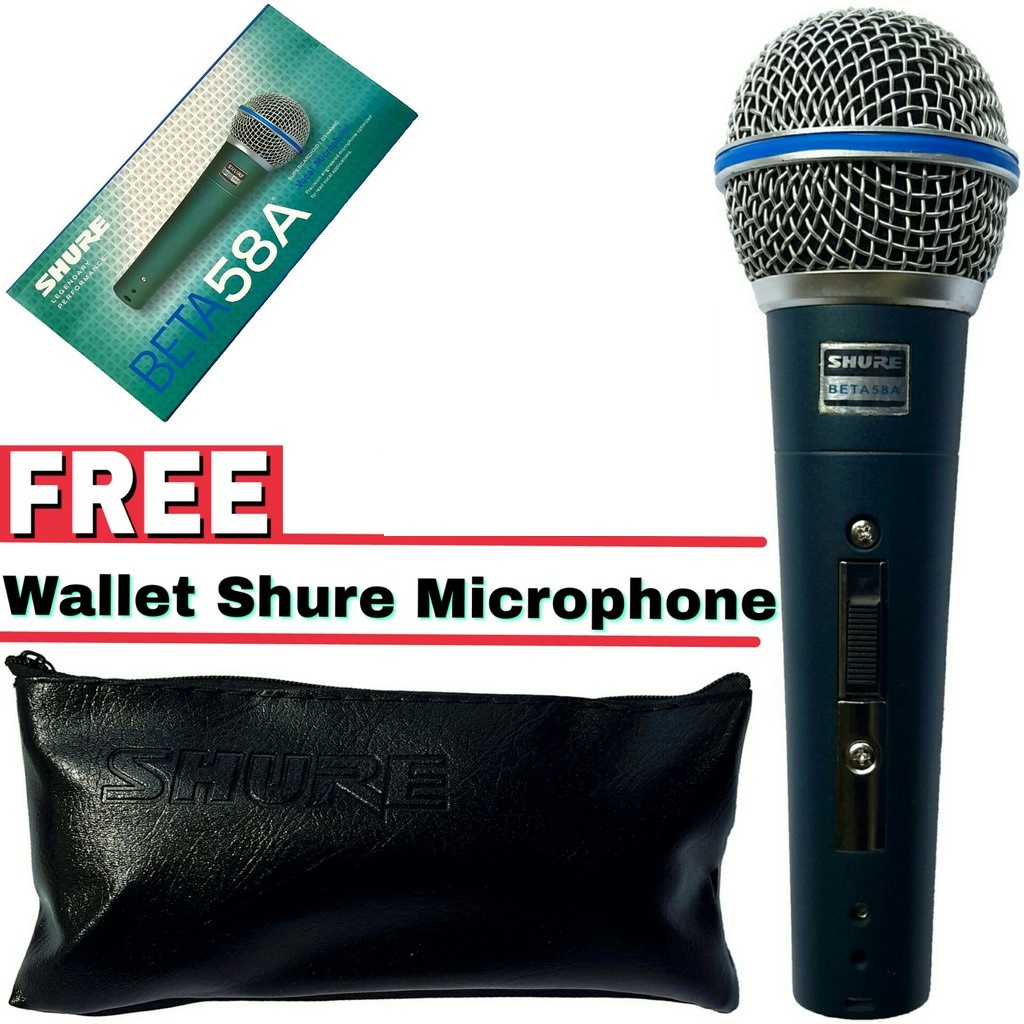Jual Mic/Mik Shure Beta 58a Mic Vocal Kabel dilengkapi swit on/off ...