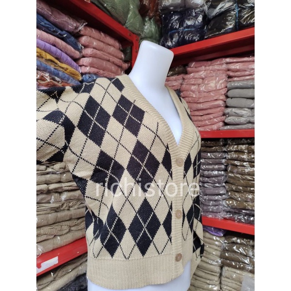 Jual KARDIGAN RAJUT MOTIF KOTAK LEMBUT PREMIUM CARDIGAN MURAH RAJUT | Shopee Indonesia