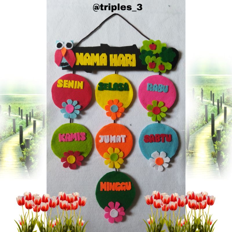 Jual NAMA NAMA HARI/Hiasan dinding/dekorasi sekolah/kerajinan flanel/Weldecor | Shopee Indonesia