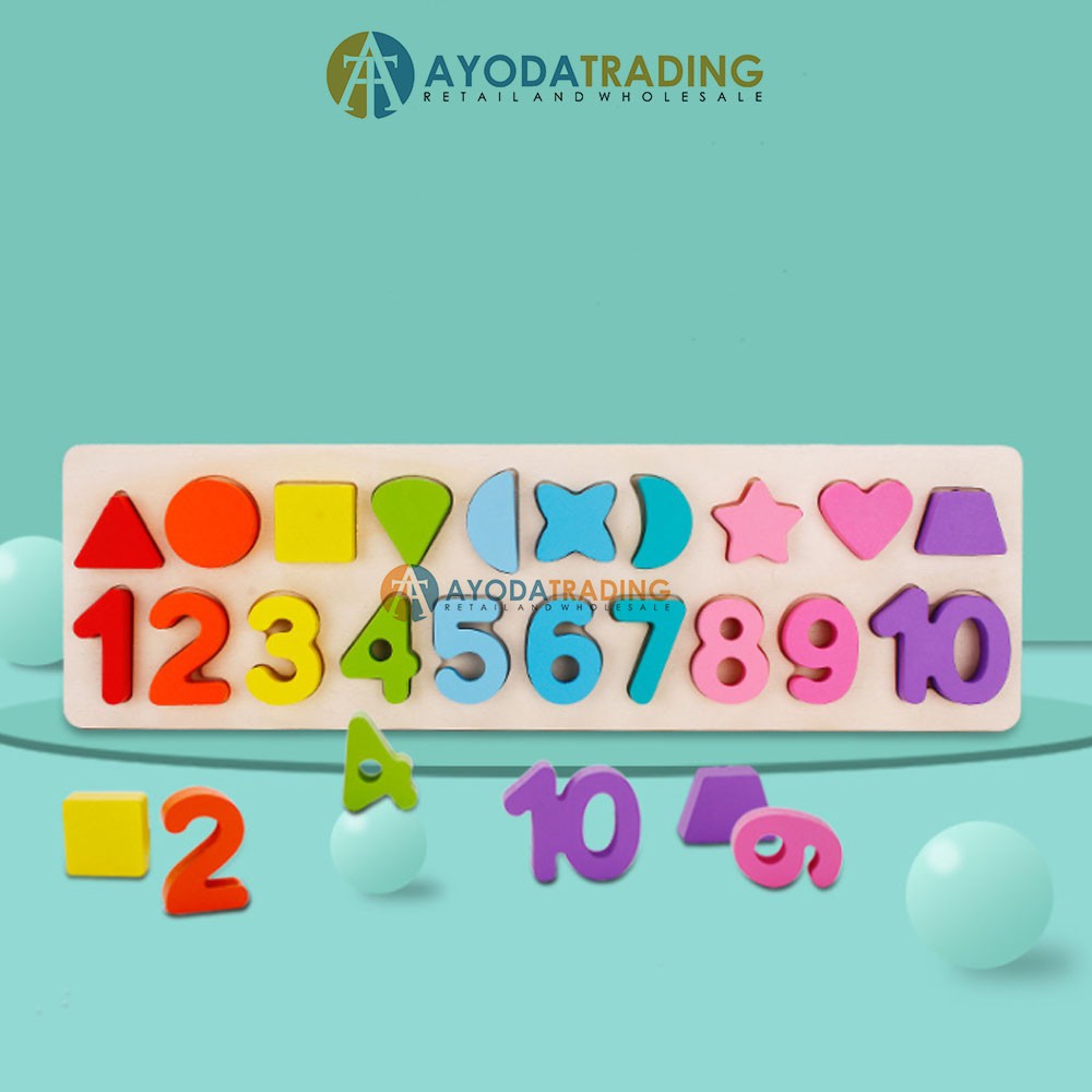 Jual Montessori Wooden Number Shape Blocks Board Belajar Angka dan ...