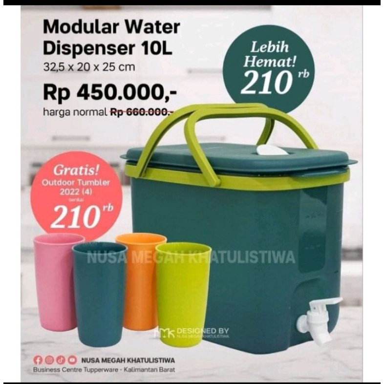 Jual Modular water dispenser 10 L tupperwre / dispenser air tupperware ...