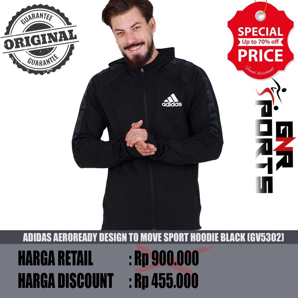 Jual ADIDAS AEROREADY DESIGN TO MOVE SPORT HOODIE BLACK (GV5302 ...