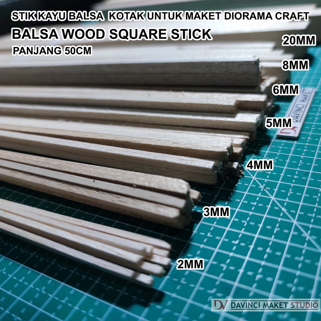 Jual Balsa Wood Square Stick - Stik Kayu Balsa Kotak Persegi Balok 1mm ...