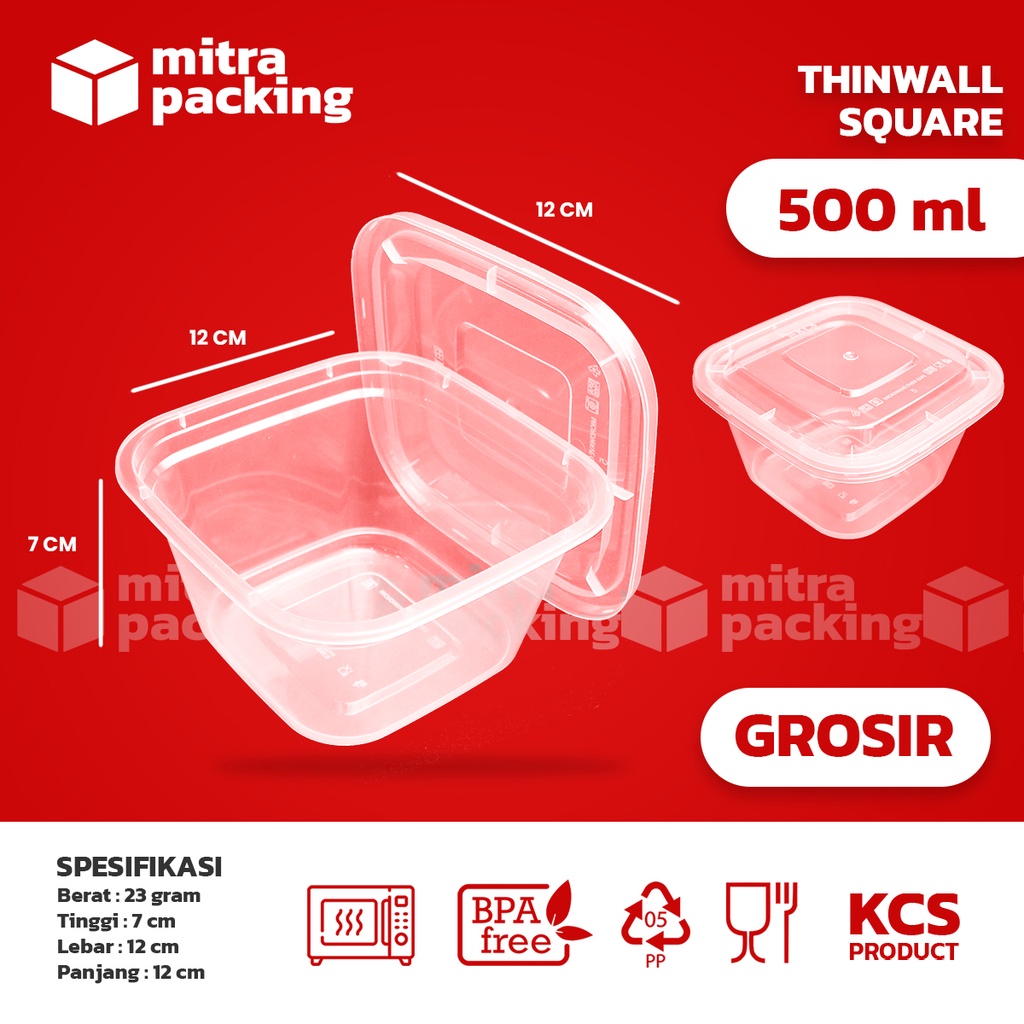 Jual Kotak Makan Plastik 500ml | Thinwall Kotak 500ml | Wadah Dessert ...