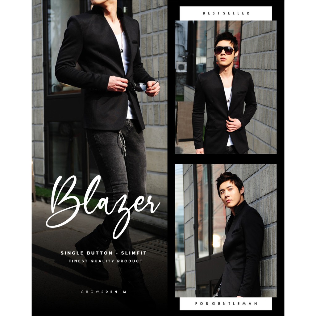 Jual Blazer Casual Korean Black-Jas Pria-Jas Cowok-Jas semi Formal ...