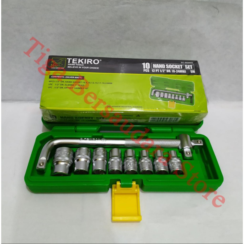 Jual Kunci Sok Set 10 pcs Tekiro Hand Socket 1/2" DR. 12 PT 8-24 mm Box PVC | Shopee Indonesia