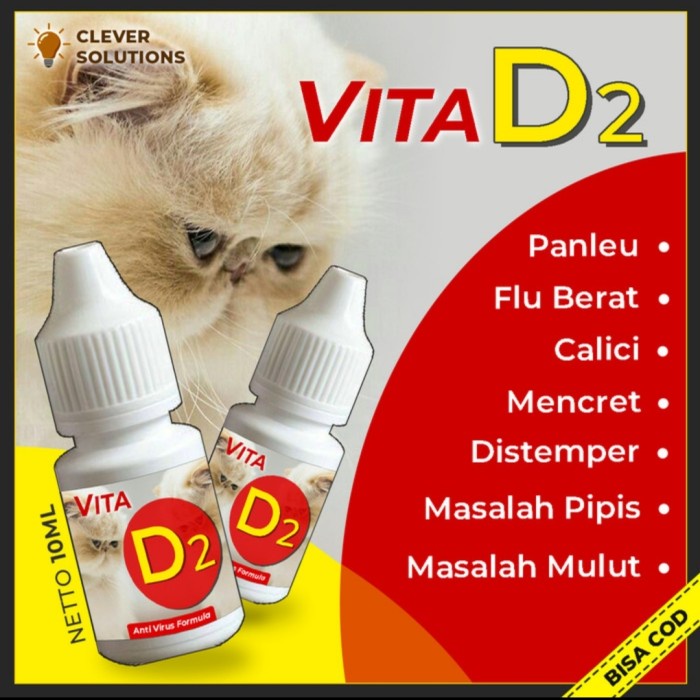 Jual VITA D2 - Obat Virus Kucing Flu Berat Panleu Calici 10 ML CLEVER SOLUTION | Shopee Indonesia