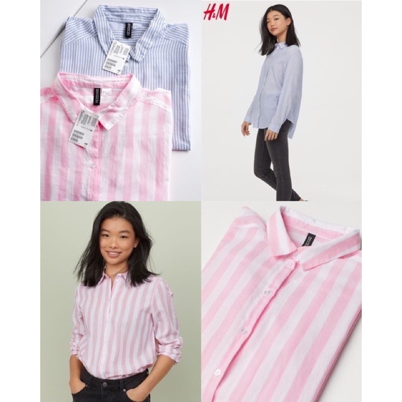 Jual Cotton Striped Shirt by hnm original 100% | Shopee Indonesia