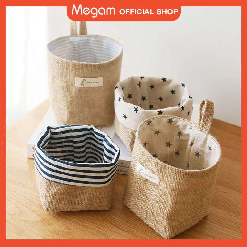Jual Megam Kantung Penyimpanan Minimalis Rak Gantung Kain Motif Karung ...