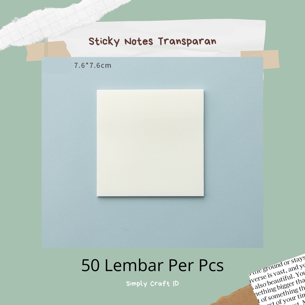 Jual Simply Craft ID - Sticky Notes Transparan 50 lembar anti Air tahan ...
