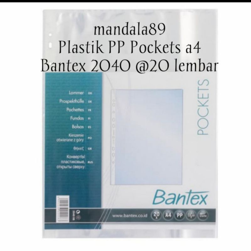 Jual Plastik PP Pockets a4-clear @20 lembar merk Bantex 2040 | Shopee ...