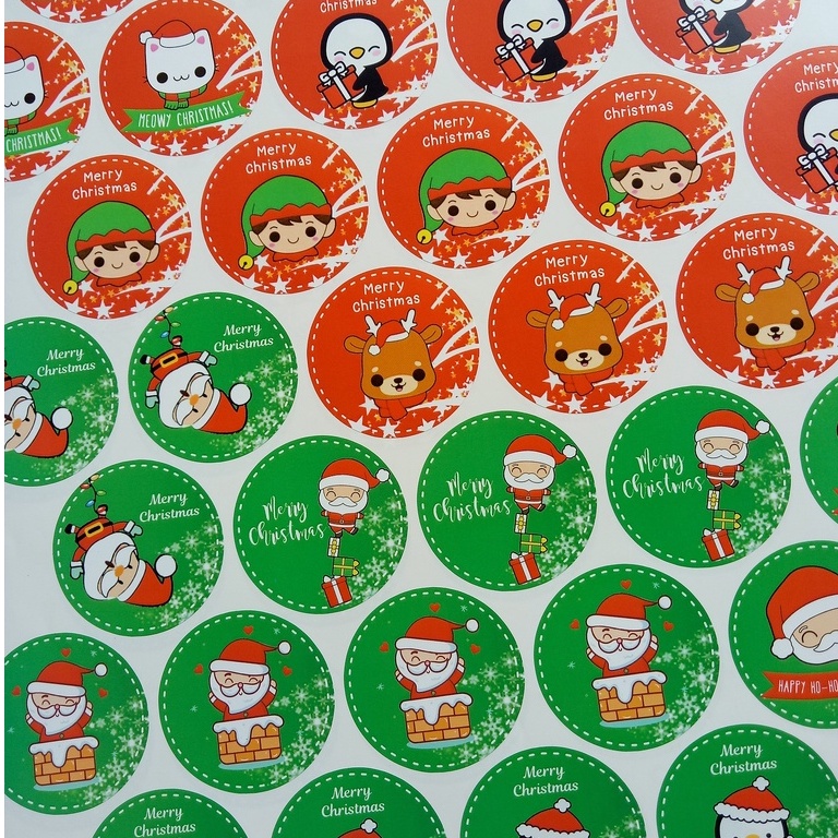 Jual Stiker Natal Premium - Sticker Christmas Bulat label seal kado ...