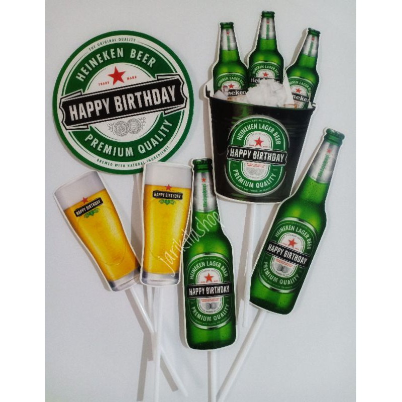 Jual CAKE TOPPER BEER BIR HIJAU HITAM HAPPY BIRTHDAY HIASAN KUE ...