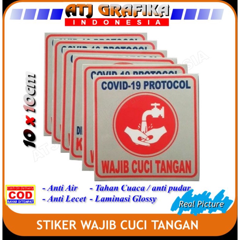 Jual stiker cuci tangan sabun Sticker protokol kesehatan 3M | Shopee ...
