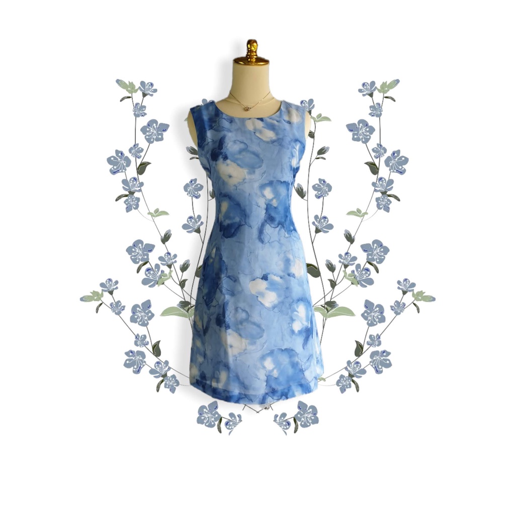 Jual Dress Korea Blue Series | Shopee Indonesia