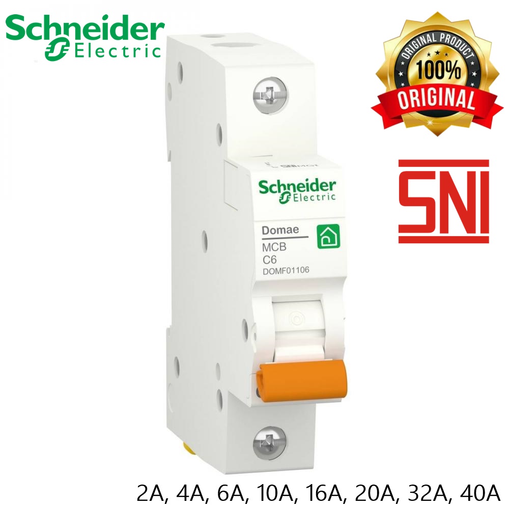 Jual MCB Schneider Domae 1P 2A, 4A, 6A, 10A, 16A, 20A, 32A, 40A 1 Phase MCB SNI | Shopee Indonesia