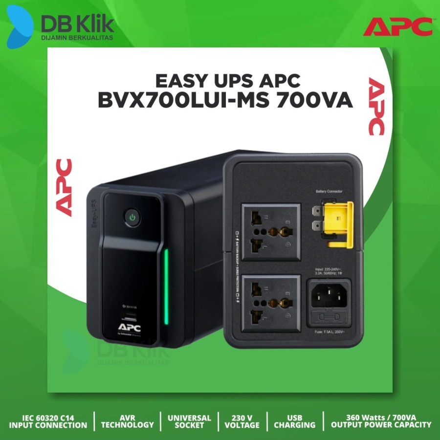 Jual UPS APC Easy BVX700LUI-MS 700VA 360Watt USB Charging | APC ...