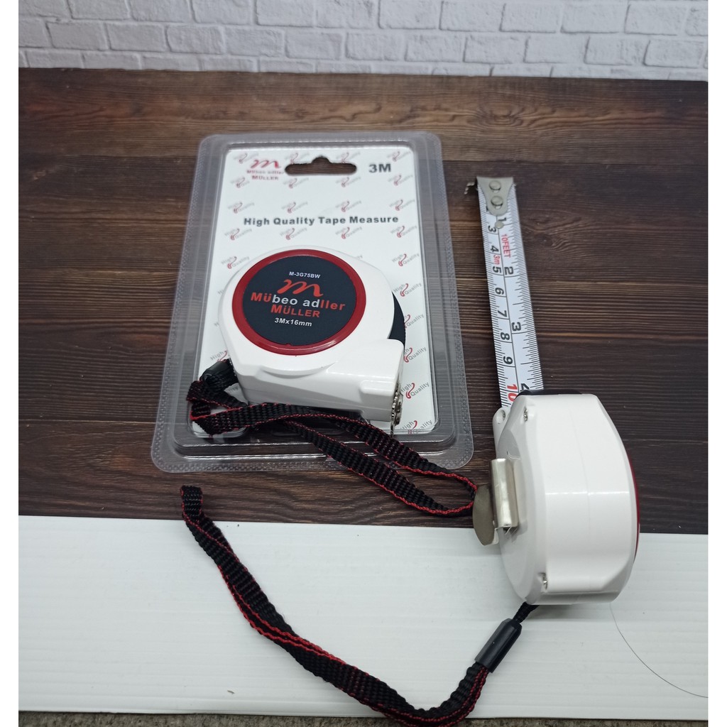 Jual Meteran 3 meter,Rollmeter 3 meter Muller (Hitam/Putih) | Shopee ...