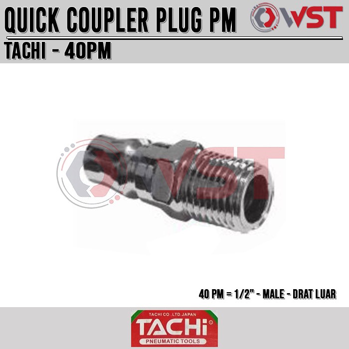 Jual Tachi Quick Coupler Plug 40 PM / Sambungan Selang Kompresor PM40 ...