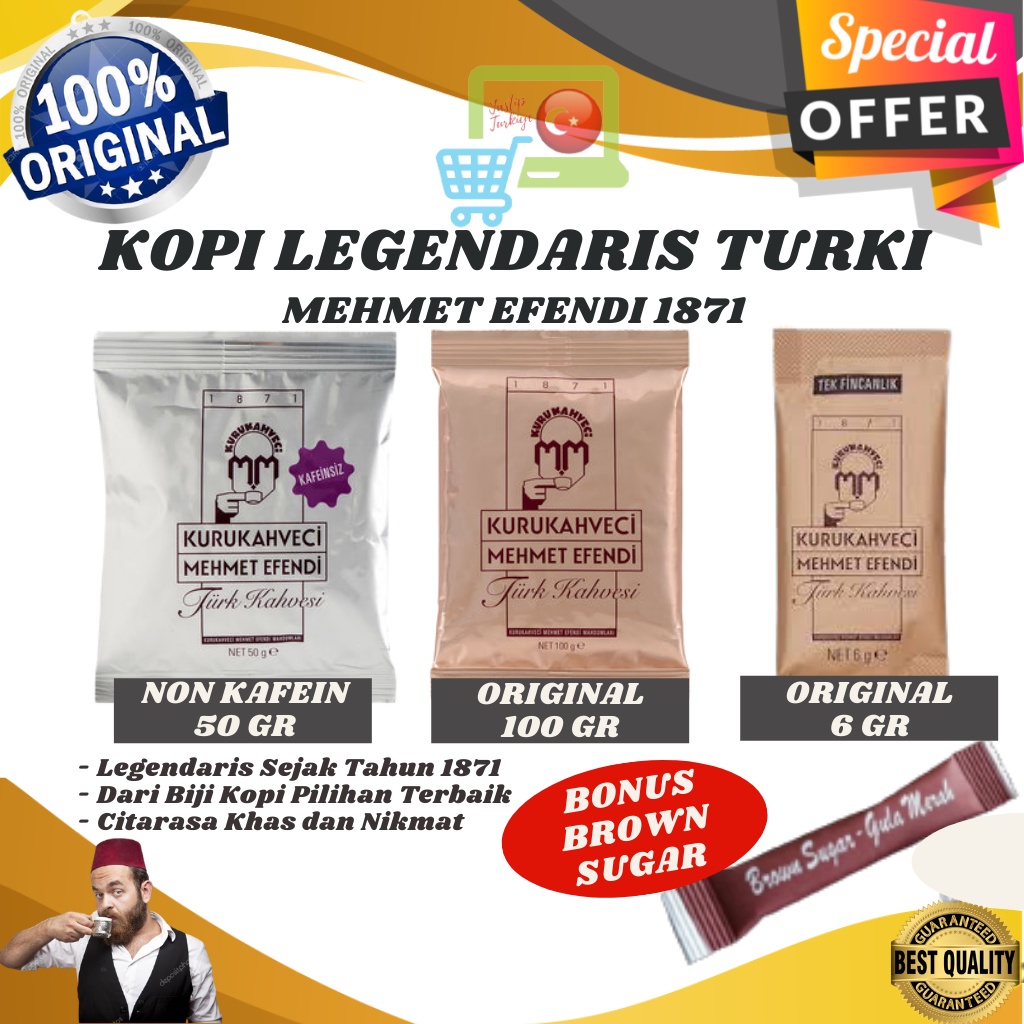 Jual (FREE BROWN SUGAR) KOPI MEHMET EFENDI ASLI TURKI TANPA KAFEIN ...