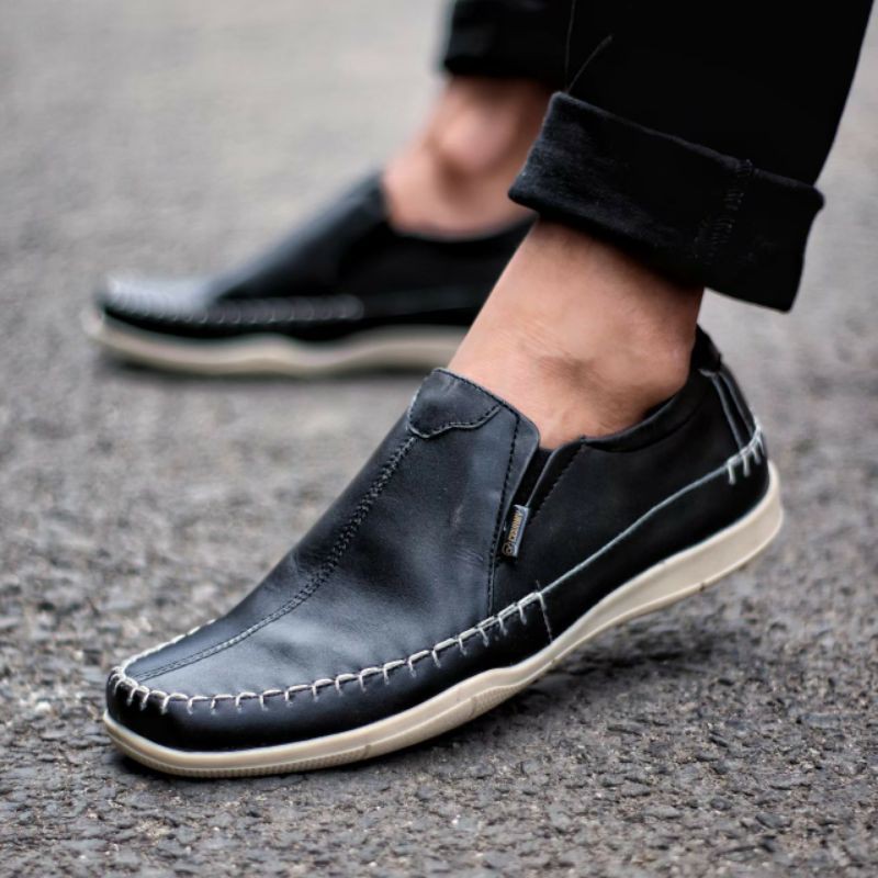 Jual Sapatu Kasual Pria Sapatu Pria Kulit Asli Sapatu Slip On Kerja ...