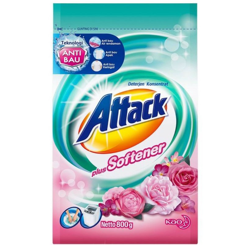 Jual Kao Attack Detergent Bubuk + Softener 800gr | Shopee Indonesia
