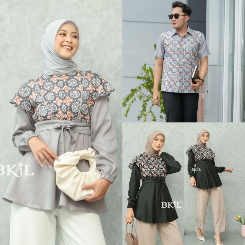 Jual tey-17 Batik wanita ASJ SA HRB026 Kenongo Kemeja Tosca Pendek | Shopee Indonesia