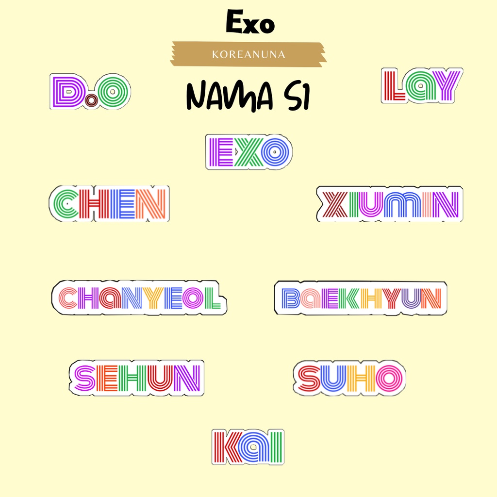 Jual Stiker Kpop Exo Nama Member Anime Chibi Kartun Lucu Aesthetics ...