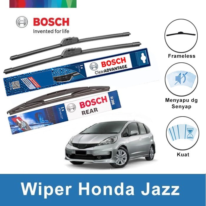 Jual Bosch Wiper Depan dan Belakang Mobil Honda Jazz Frameless Advantage 26 - 14 Inci dan H306 ...
