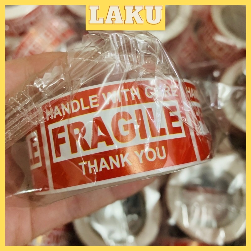 Jual LAKU [250Pcs/Roll] Sticker Label Fragile Handle With Care Thank You / Stiker Packaging Dus ...