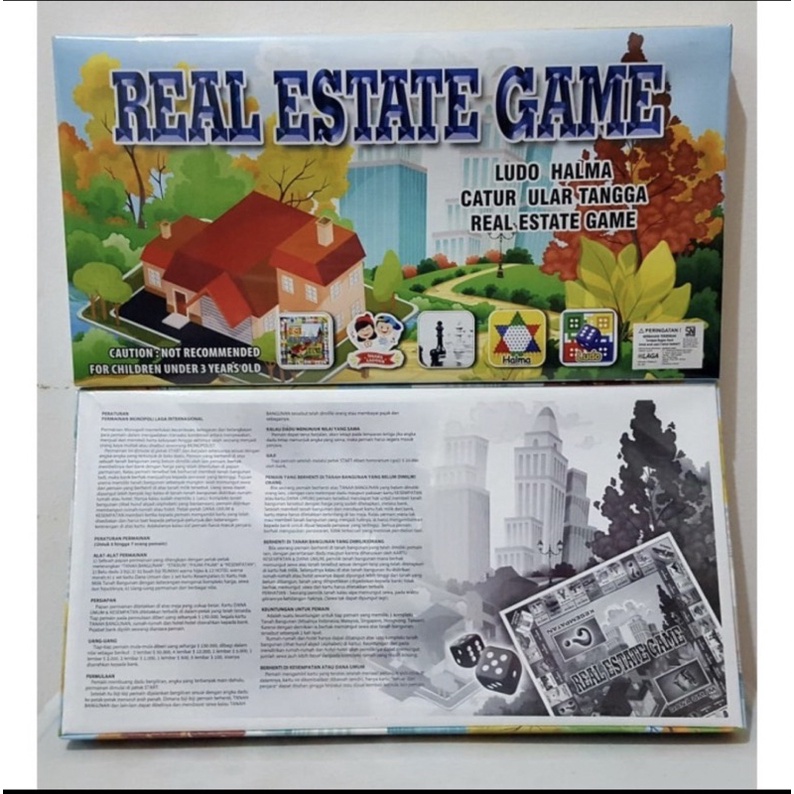 Jual mainan real estate game 5in1 monopoli halma catur ular tangga ...
