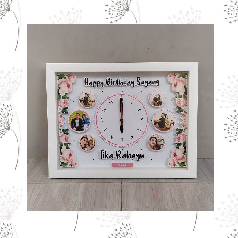 Jual Scrap Frame 3D / Pop Up Frame + Jam | Wedding 25X35 | Shopee Indonesia