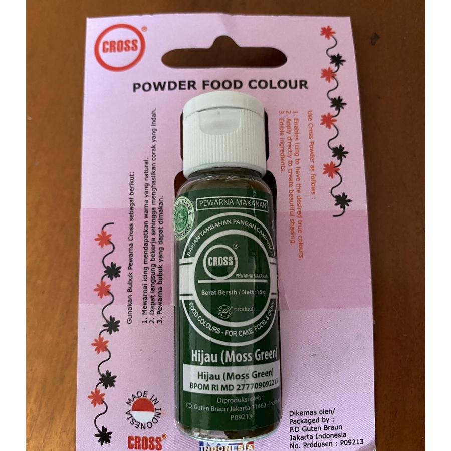 Jual Cross food coloring Powder Moss green 15gr pewarna bubuk hijau tua ...