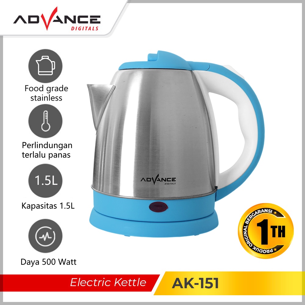 Jual Advance Kettle Listrik 1.5L Teko Listrik 500W AK151 Garansi 1 ...