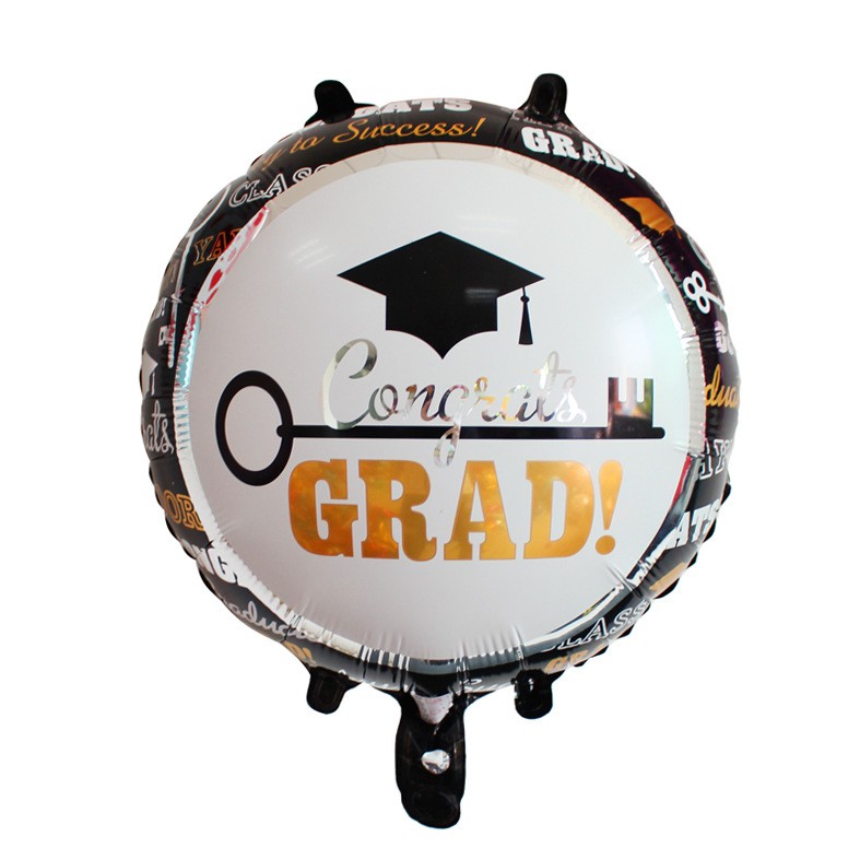 Jual Balon graduation Wisuda Congrat's Grad Bulat Putih List Hitam ...