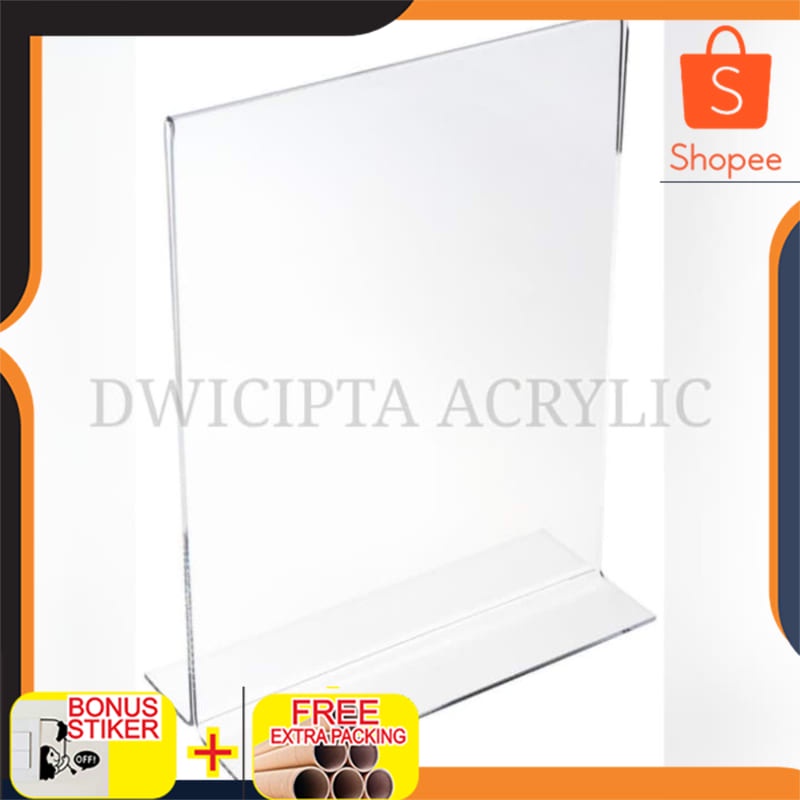 Jual Murah Acrylic POP A4 model T Tidur / berdiri /Akrilik Tempat menu ...