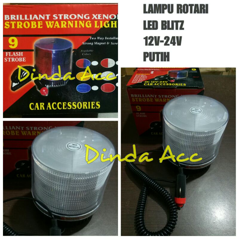Jual Lampu Rotari LED BLITZ 12V-24V 9 Mode Flash Putih | Shopee Indonesia