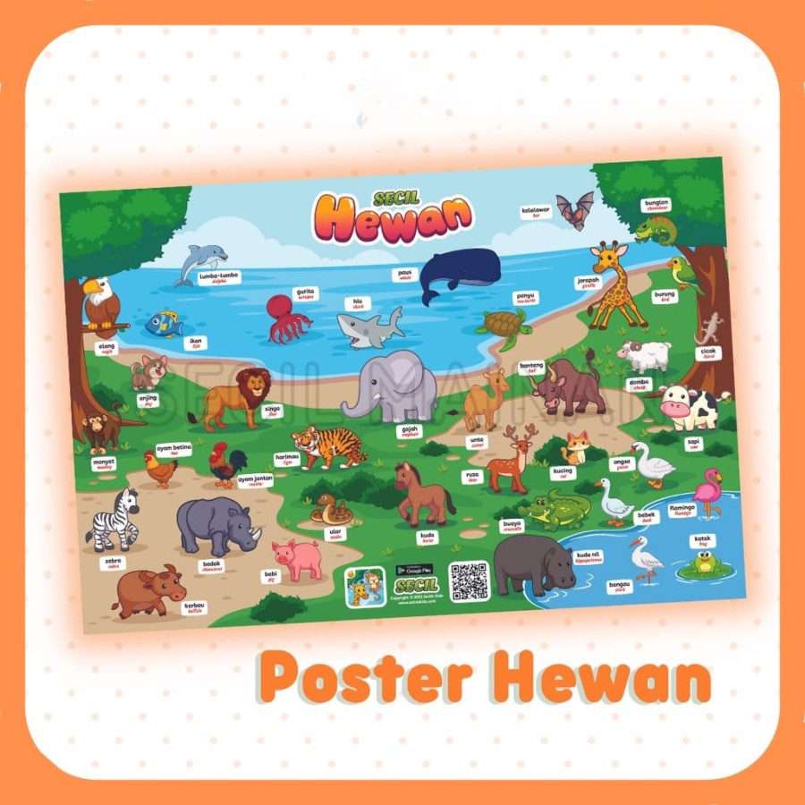 Jual Poster Belajar mengenal Hewan / Poster Hewan fauna untuk Anak SD ...