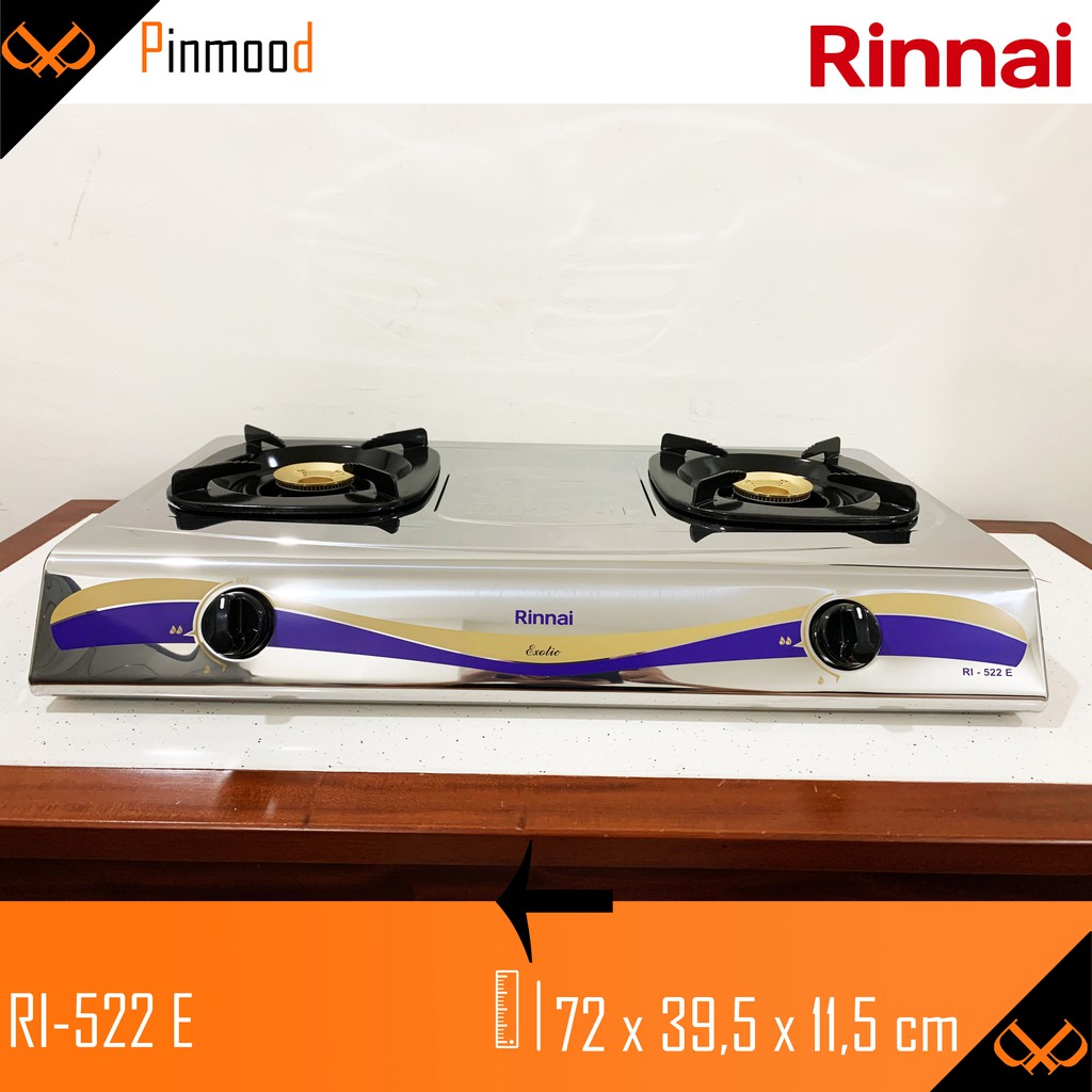 Jual RINNAI KOMPOR GAS RI-522 E 2 TUNGKU STAINLESS STEEL | Shopee Indonesia