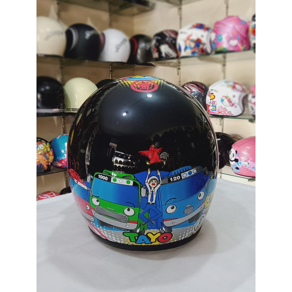 Jual Aizo Helm Bogo Anak Motif Tayo Warna Hitam Glossy Berlabel SNI COD ...