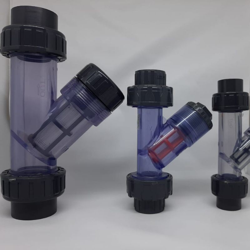 Jual Y Strainer Clear Double Union PVC 1/2 inch Saringan Y Strainer PVC ...