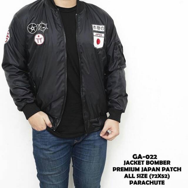 Jual DETT STORE 〰 JACKET BOMBER PREMIUM PRIA WARNA BLACK VARIAN JAPAN PATCH | Shopee Indonesia