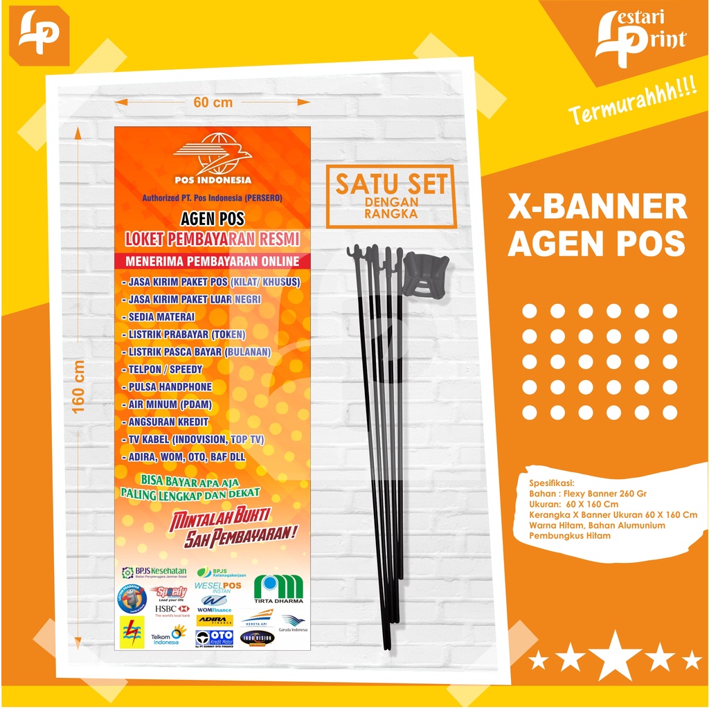 Jual X BANNER AGEN POS 1 SET DENGAN RANGKA / BANNER KANTOR POS / POS ...