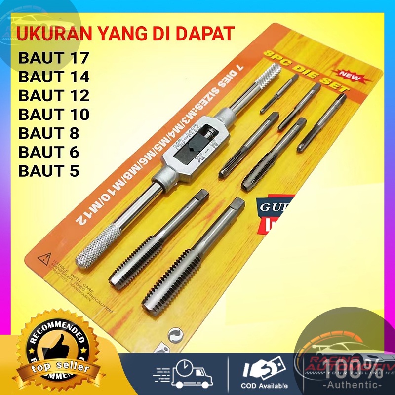 Jual Set Hand Tap Die Senai Drat Derat Ulir Baut 8 pcs/HAND TAP HANDTAP SENAI DRAT DERAT BAUT ...