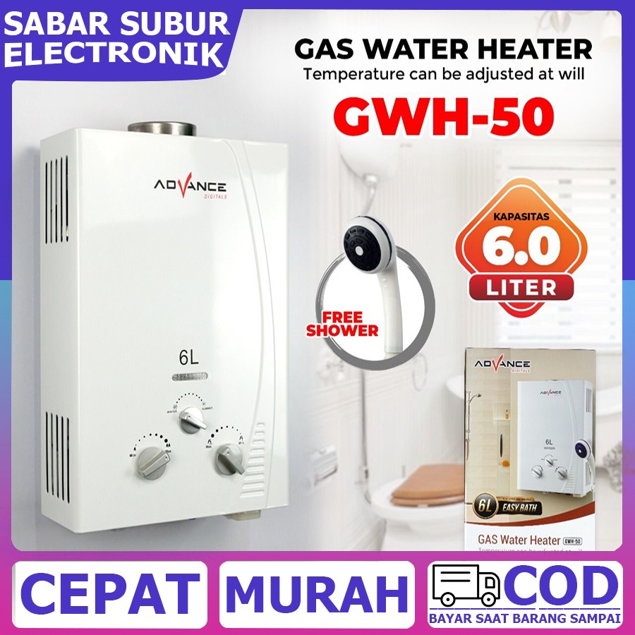 Jual WATER HEATER PEMANAS AIR ADVANCE GWH 50 - Kapasitas 6 Liter | Shopee Indonesia