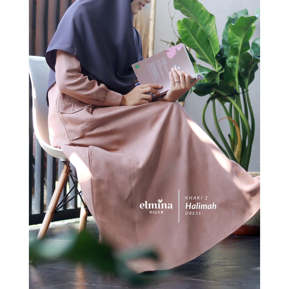 Jual Halimah Dress By Elmina Hijab Gamis Corduroy Dress Syari Simple ...